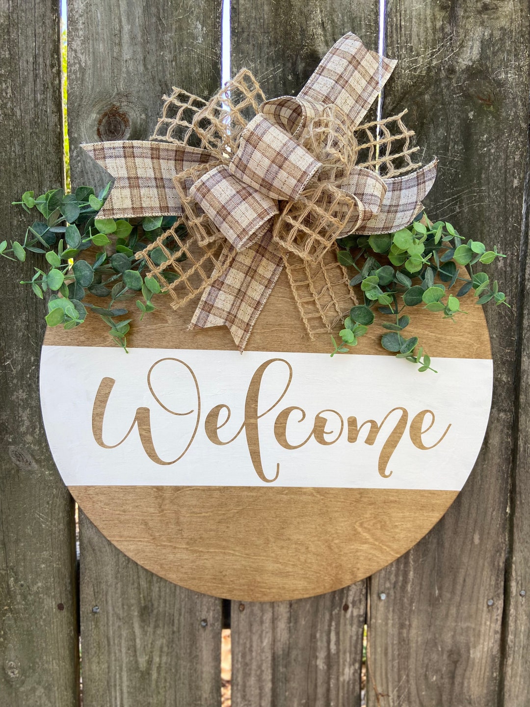 Welcome Door Sign| Door Sign |round Wood Door Hanger | Everyday Door ...