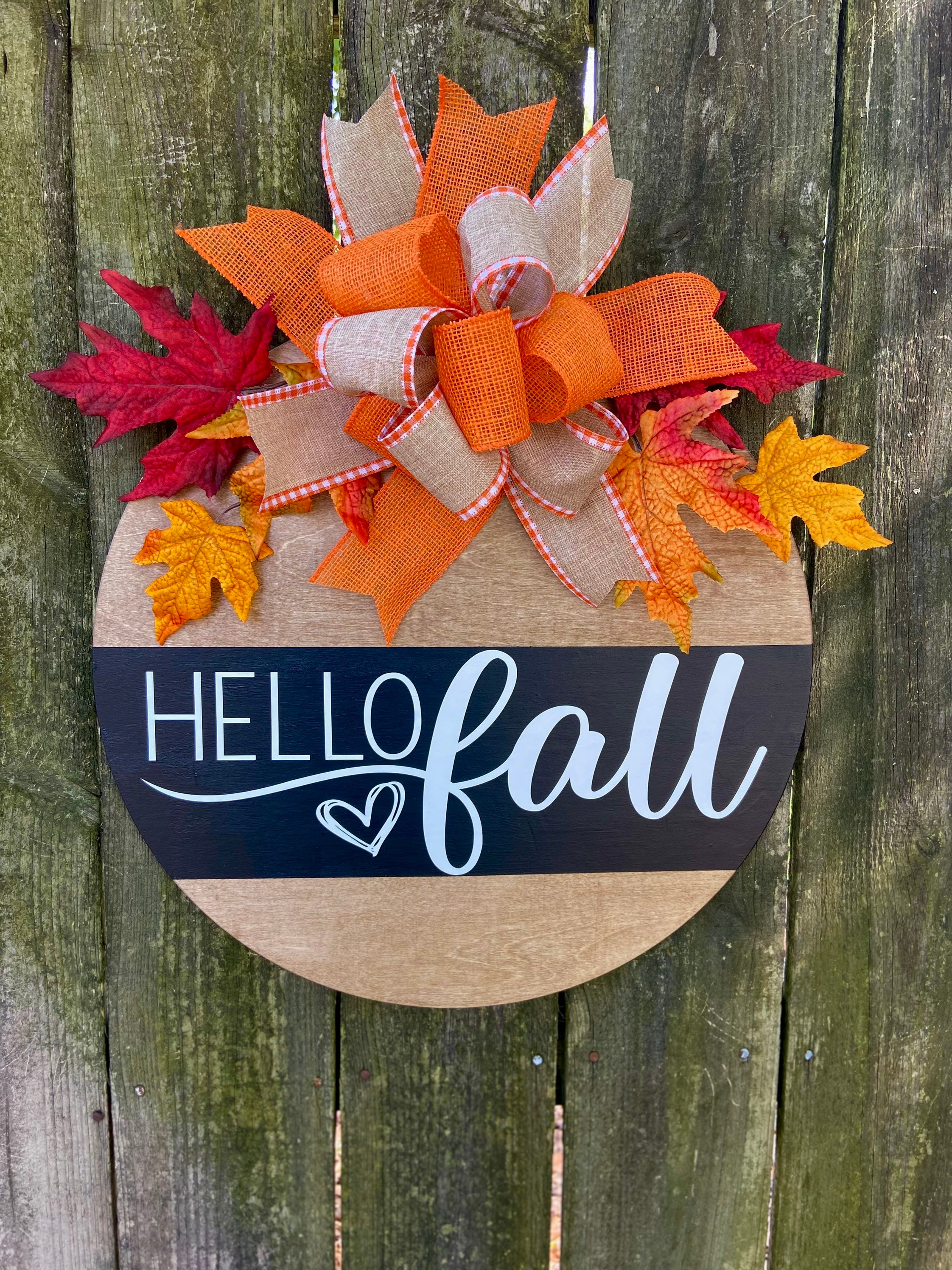 Hello Fall Door Sign | Door Sign |round Wood Door Hanger | Fall Door ...