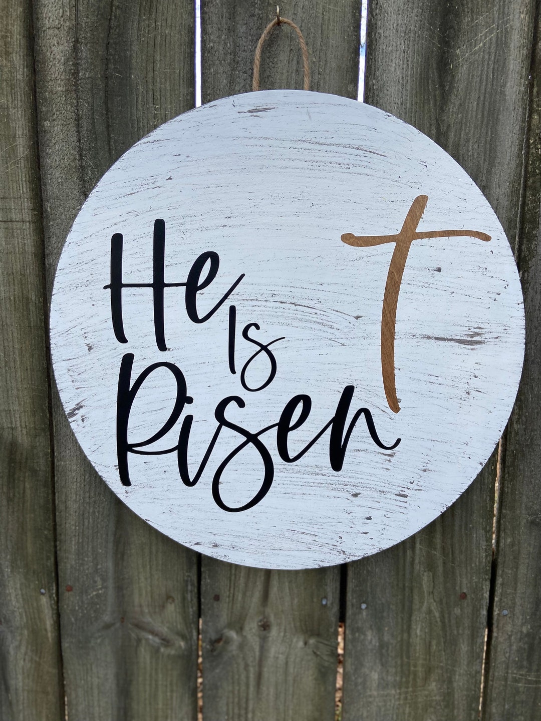 He is Risen Easter Door Hanger Round Wood Door Hanger Welcome Sign Home ...