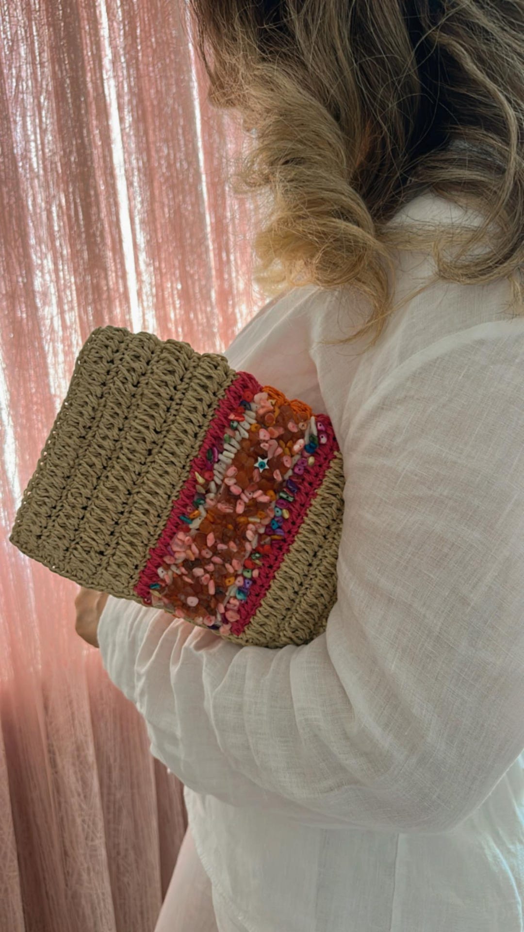 Portfolio Colorful Straw Bag,clutch Women's Bag, Natural Stone Bag ...
