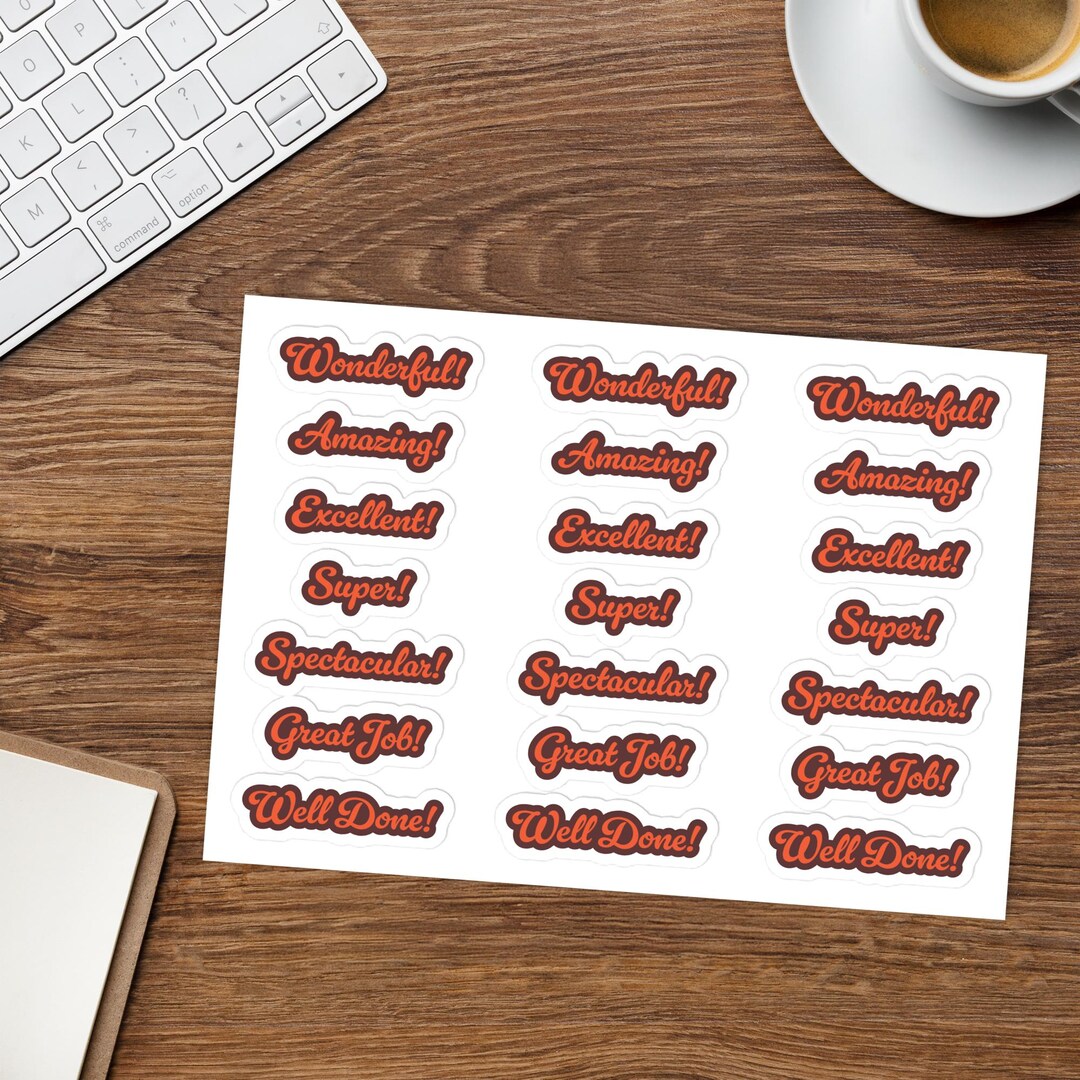 Red Teacher Motivational Sticker – Positive Homework Labels in Glossy ...