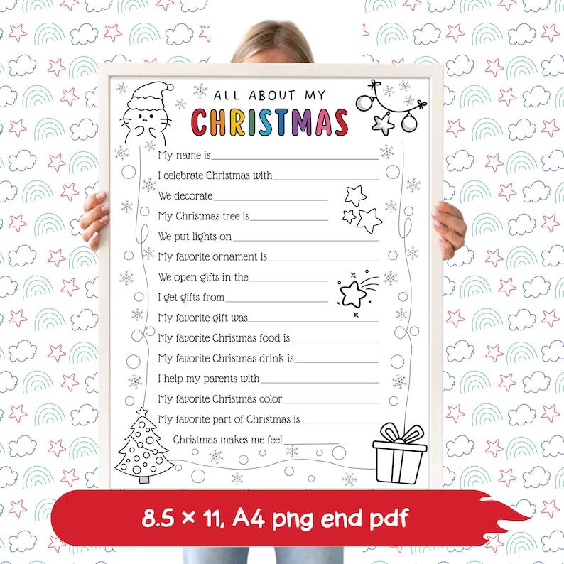 All About My Christmas Worksheet | Kids Coloring Questionnaire,kids ...