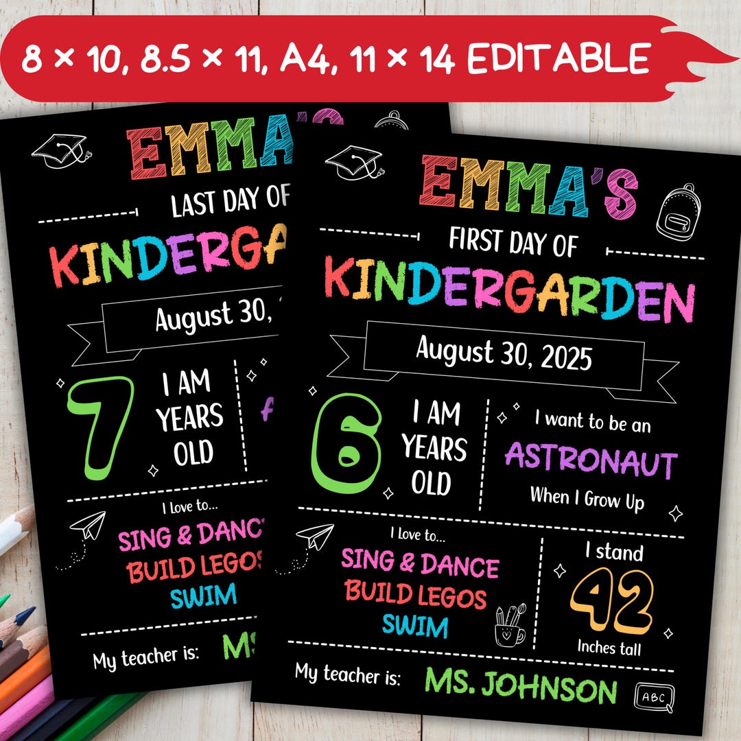 Editable Pink First Day of School Chalkboard Sign, Reusable First Day ...