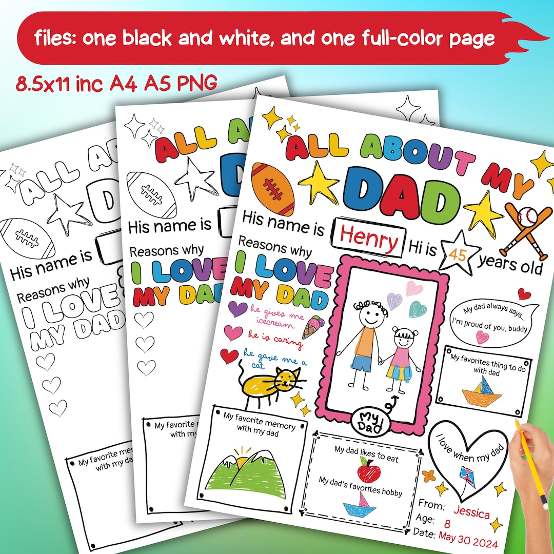 All About My Dad Printable: Father's Day Interview Questionnaire (PDF ...