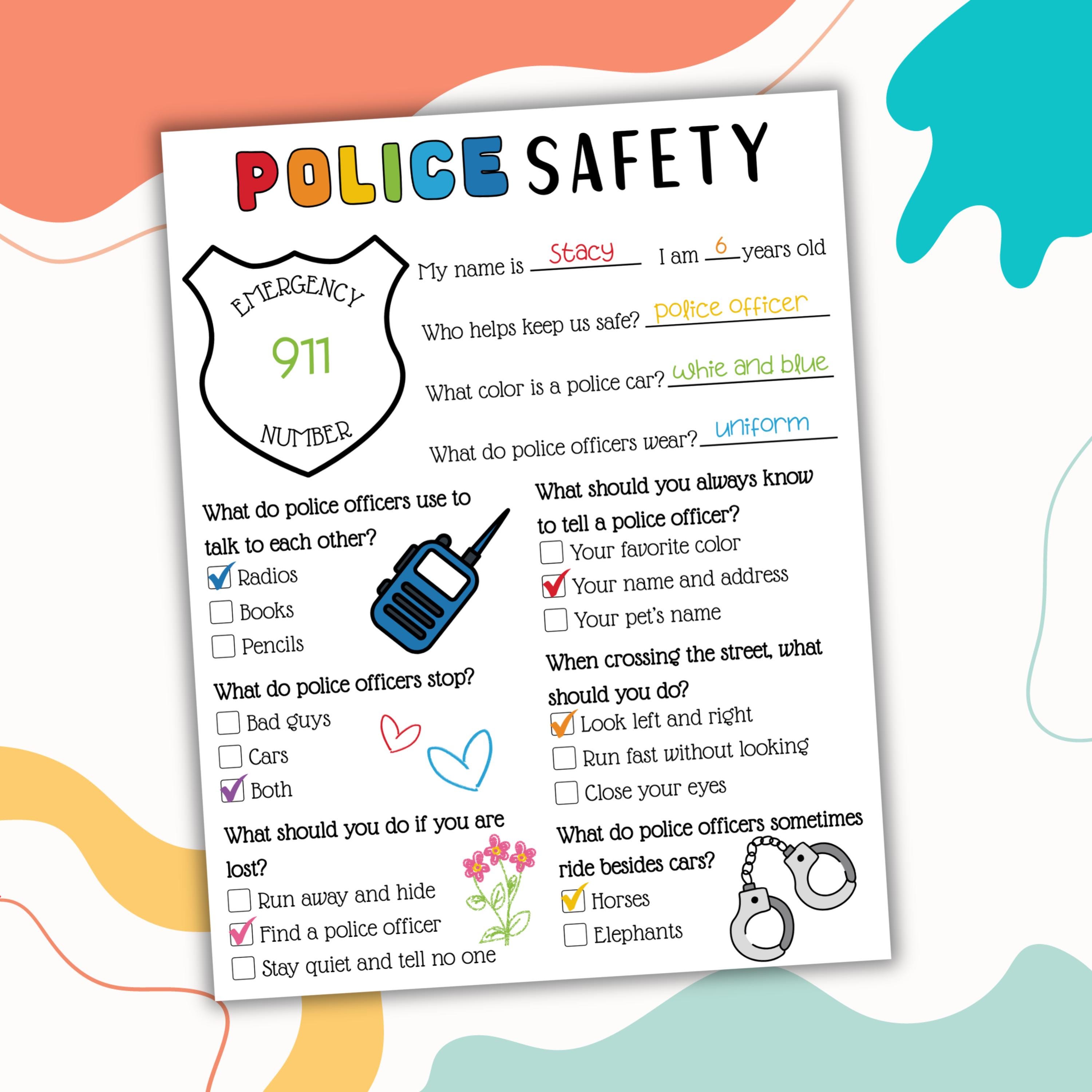 Police Officer Worksheet for Kids | Community Helpers 5 Pages ...