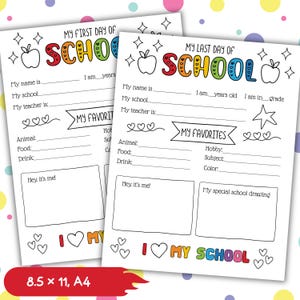 First Day of School Questionnaire | About Me Worksheet | Last Day ...