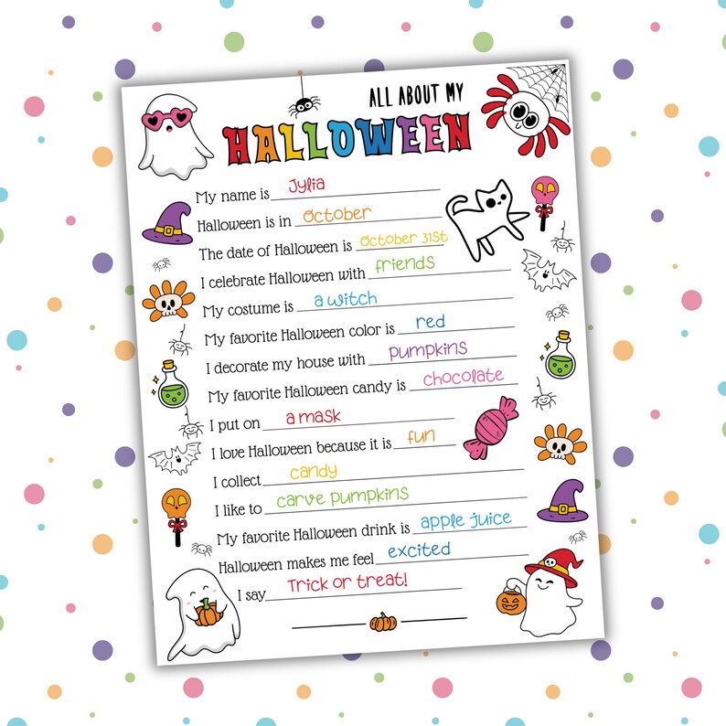 All About My Halloween Worksheet | Kids Coloring & Mini Questionnaire ...