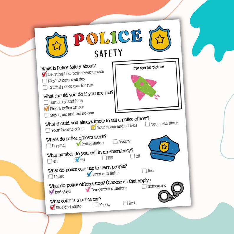 Police Officer Worksheet for Kids | Community Helpers 5 Pages ...