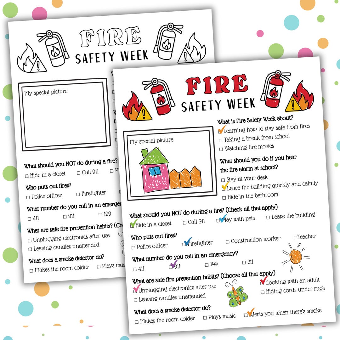 Fire Safety Week Worksheet: Kids Questionnaire & Coloring Pages ...