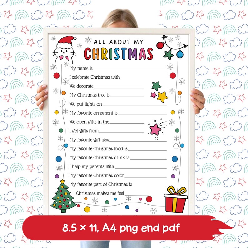 All About My Christmas Worksheet | Kids Coloring Questionnaire,kids ...