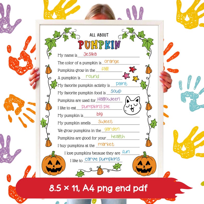 All About My Pumpkin Worksheet | Coloring + Mini Questionnaire | Fall ...