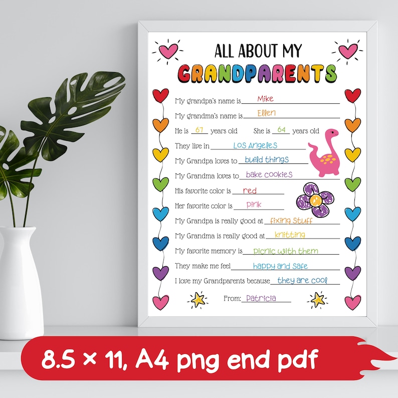 Grandparents Day Questionnaire | All About My Grandparents Worksheet ...
