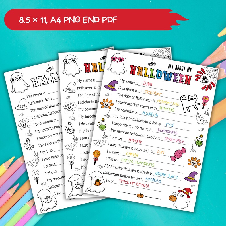All About My Halloween Worksheet | Kids Coloring & Mini Questionnaire ...