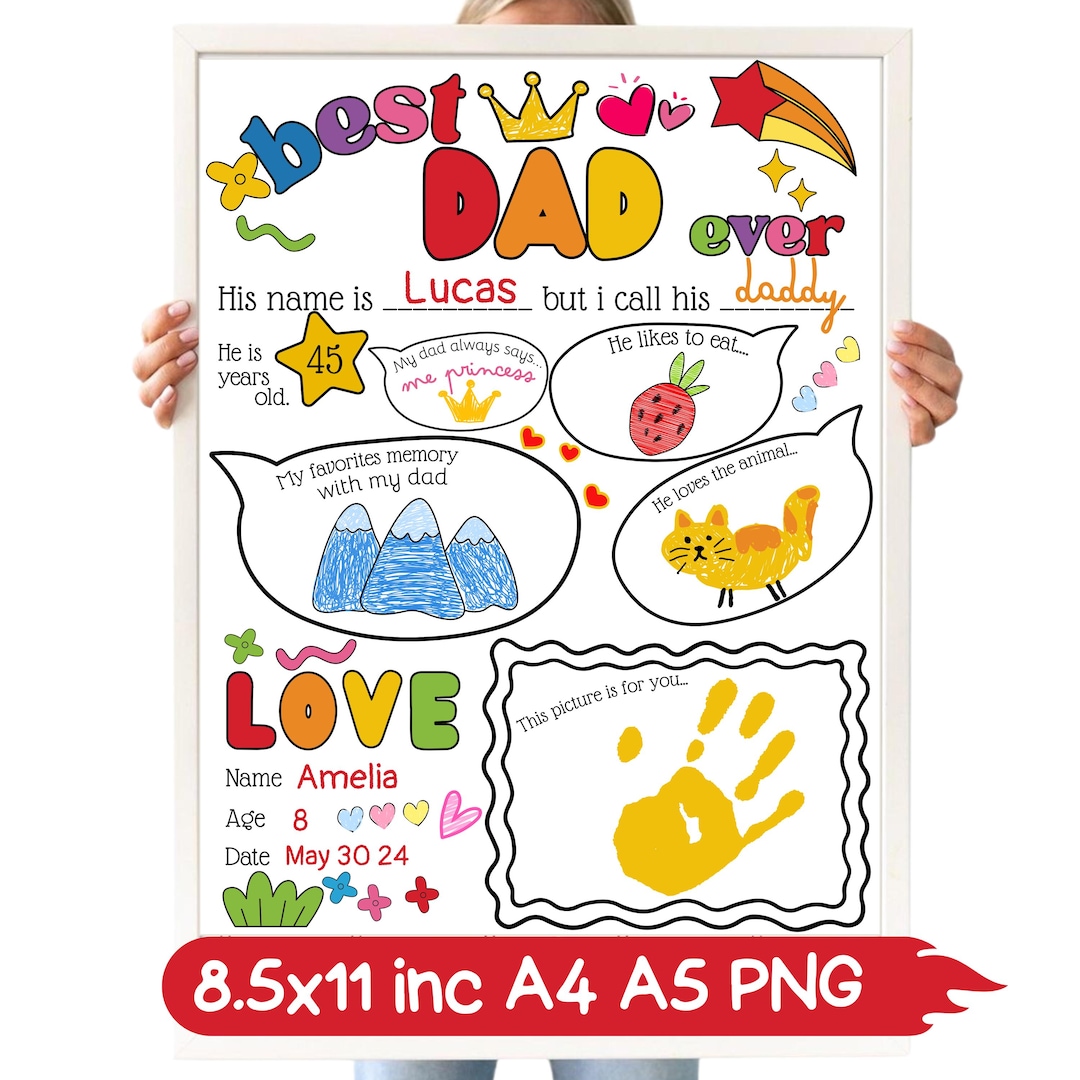 Father's Day Interview Printable: Kid's Fill-in Card (PDF Download A4 ...