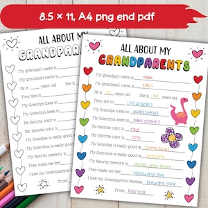 Grandparents Day Questionnaire | All About My Grandparents Worksheet ...