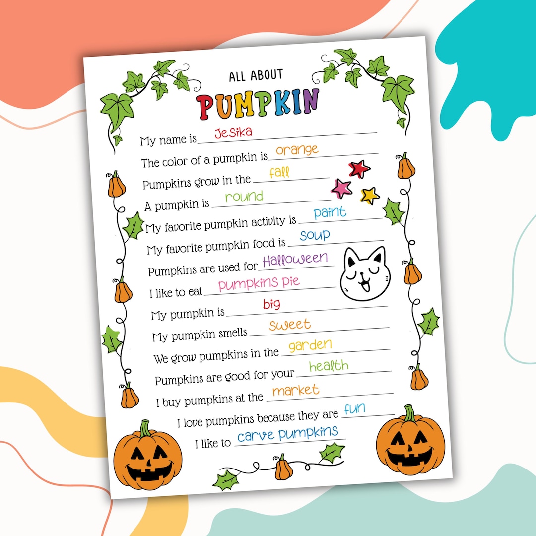 All About My Pumpkin Worksheet | Coloring + Mini Questionnaire | Fall ...