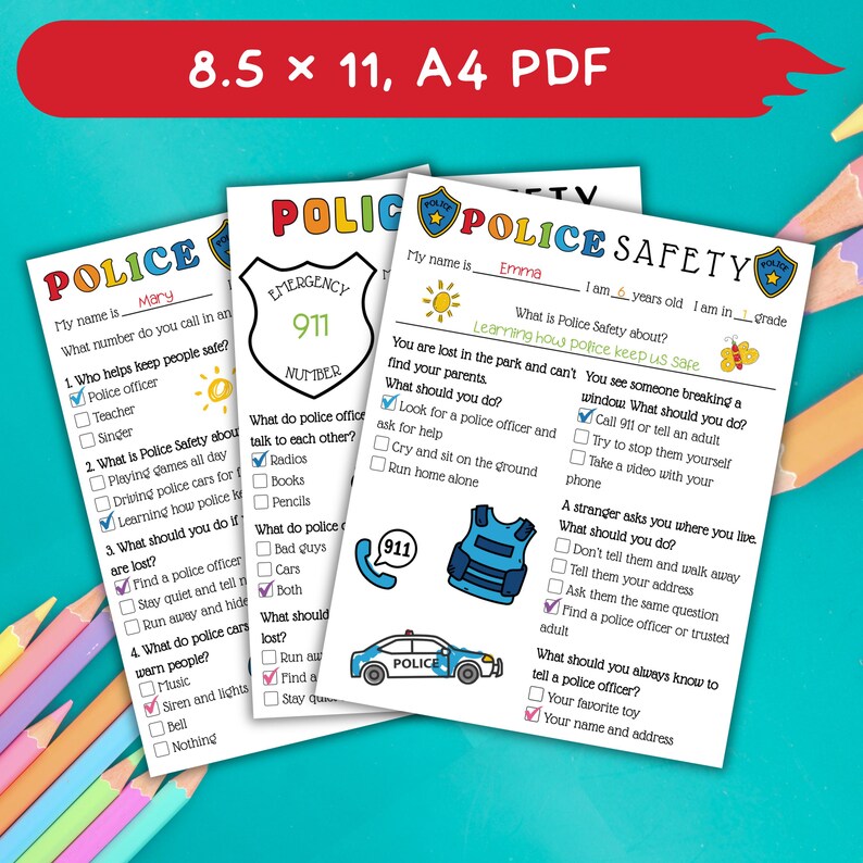 Police Officer Worksheet for Kids | Community Helpers 5 Pages ...