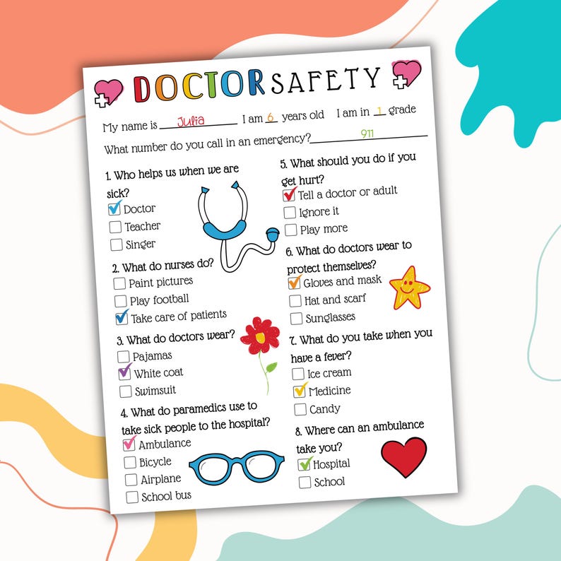 Doctor Worksheet for Kids | Community Helpers 6 Pages | Coloring ...