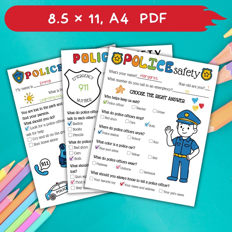 Police Officer Worksheet for Kids | Community Helpers 5 Pages ...