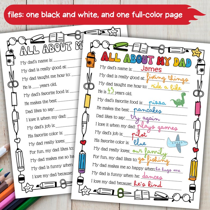 All About My Dad Printable, Fathers Day Gift From Kids Interview, Dad ...