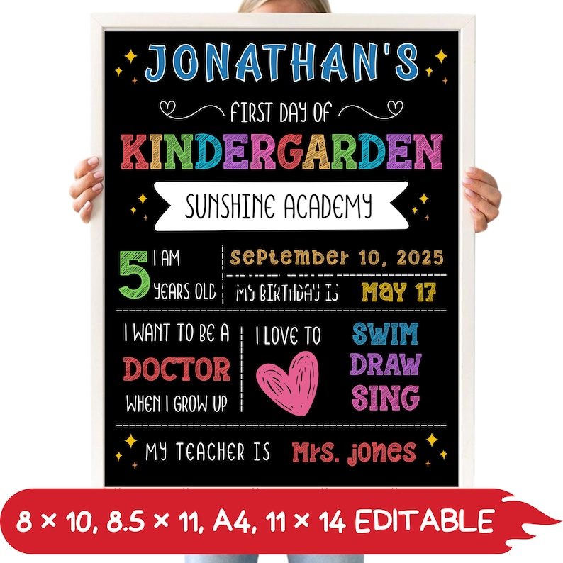 Editable Chalkboard School Sign Template: First & Last Day Photo Prop ...