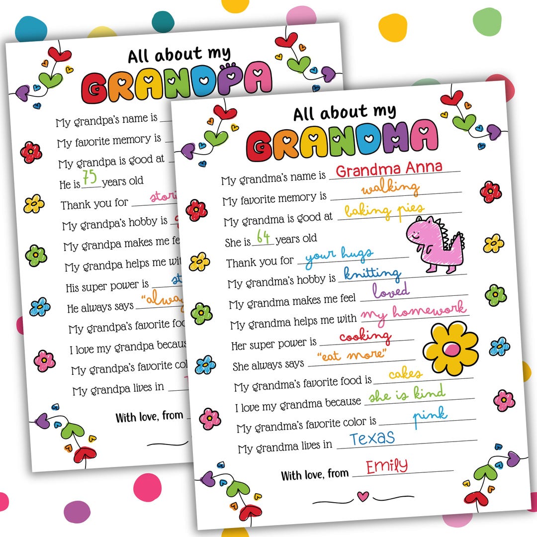 Grandparents Day Questionnaire | All About My Grandparents Worksheet ...