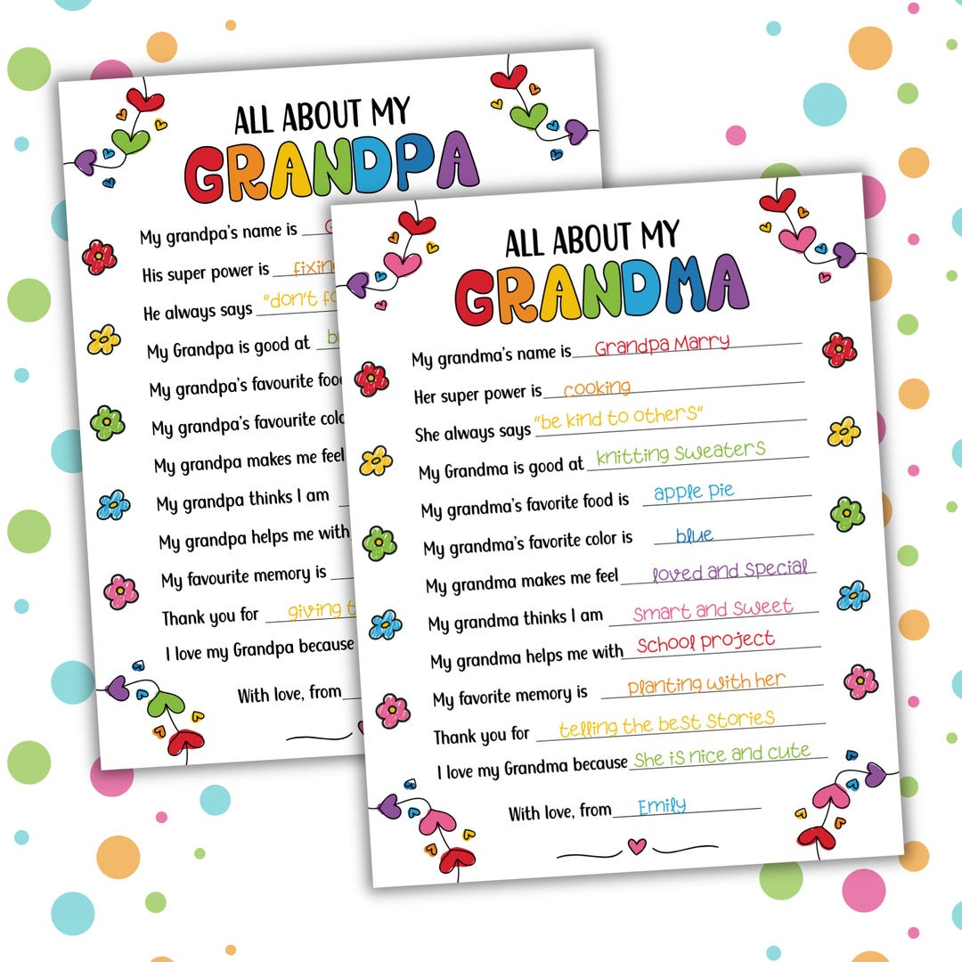All About My Grandparents Worksheet Set | Printable Grandma & Grandpa ...
