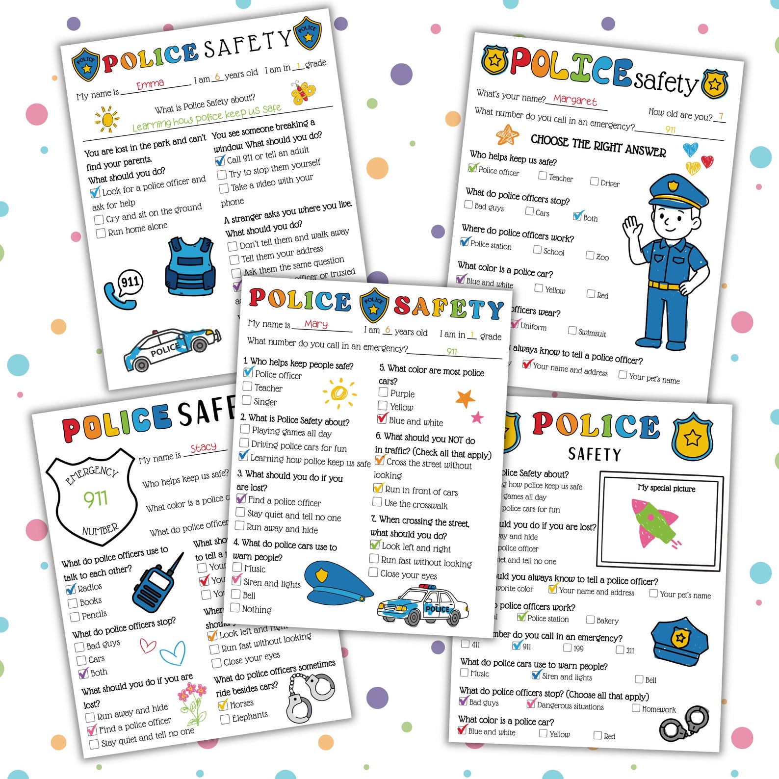 Police Officer Worksheet for Kids | Community Helpers 5 Pages ...