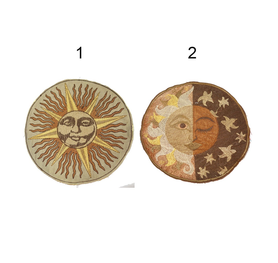 7/17cm Sun and Moon Patch Applique in Brown and Beige - Etsy