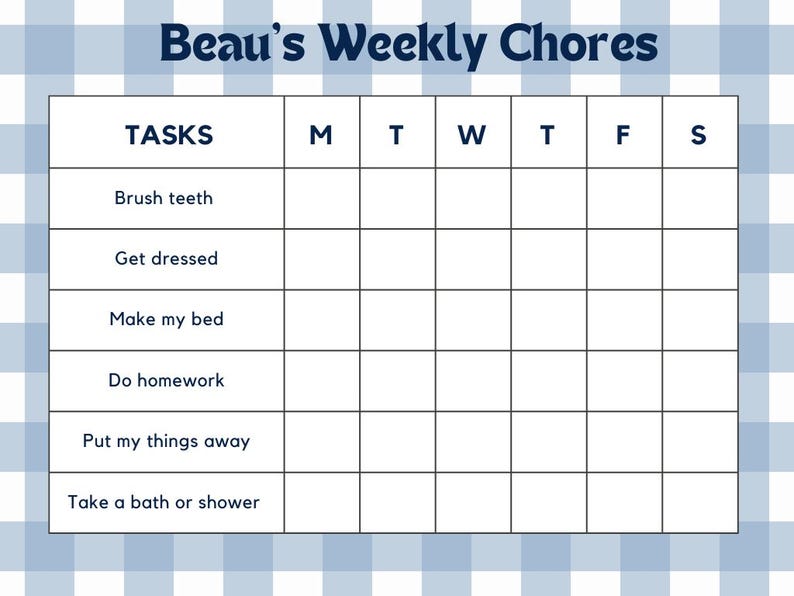 Kids Chore Chart - Etsy