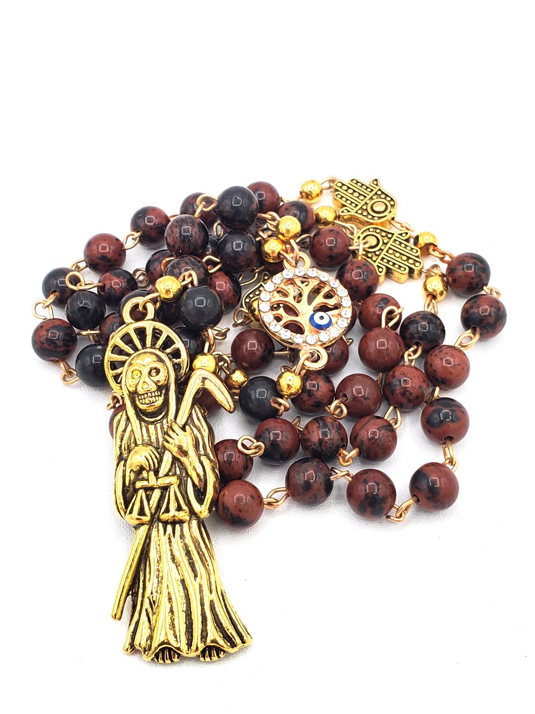 Handmade Santa Muerte Rosary. Rosario La Santisima Muerte Curada. Holy ...