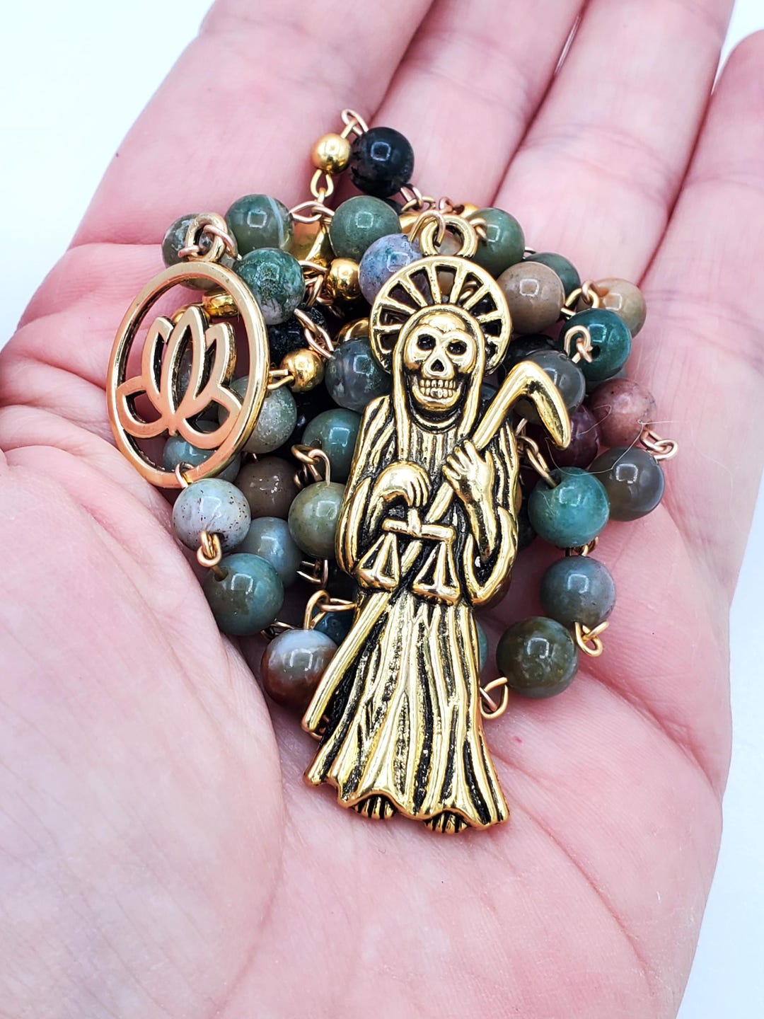 Handmade Santa Muerte Rosary. Rosario De La Santisima Muerte Curada ...