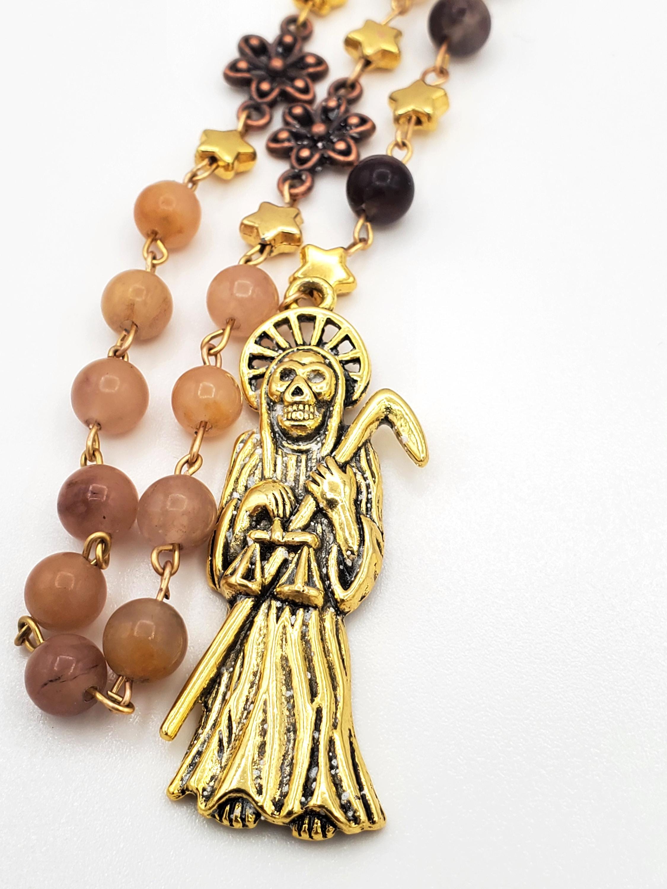 Handmade Santa Muerte Rosary. Rosario De La Santisima Muerte Curada ...
