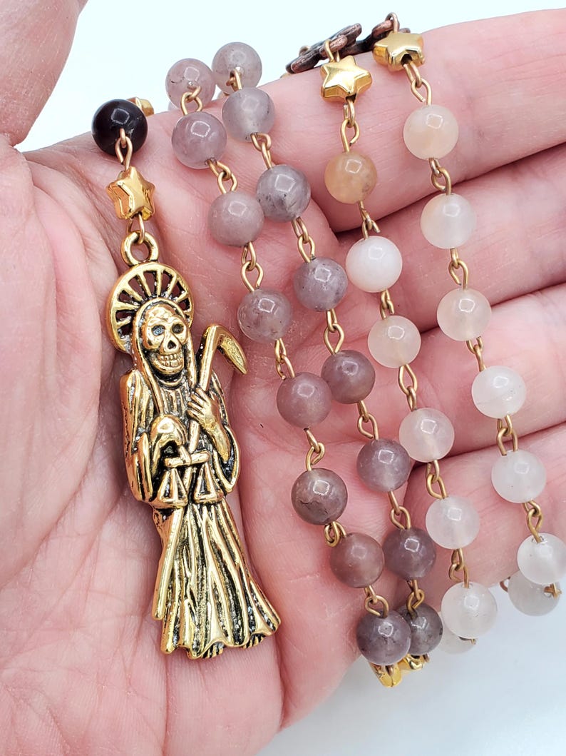 Handmade Santa Muerte Rosary. Rosario De La Santisima Muerte Curada ...
