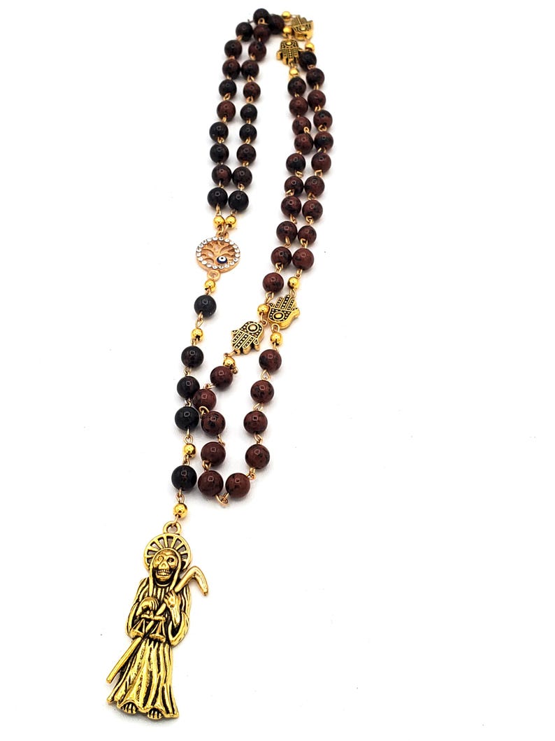 Handmade Santa Muerte Rosary. Rosario La Santisima Muerte Curada. Holy ...