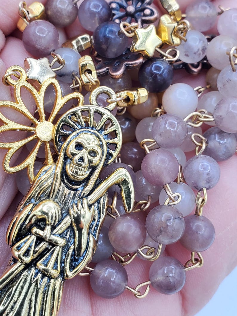 Handmade Santa Muerte Rosary. Rosario De La Santisima Muerte Curada ...