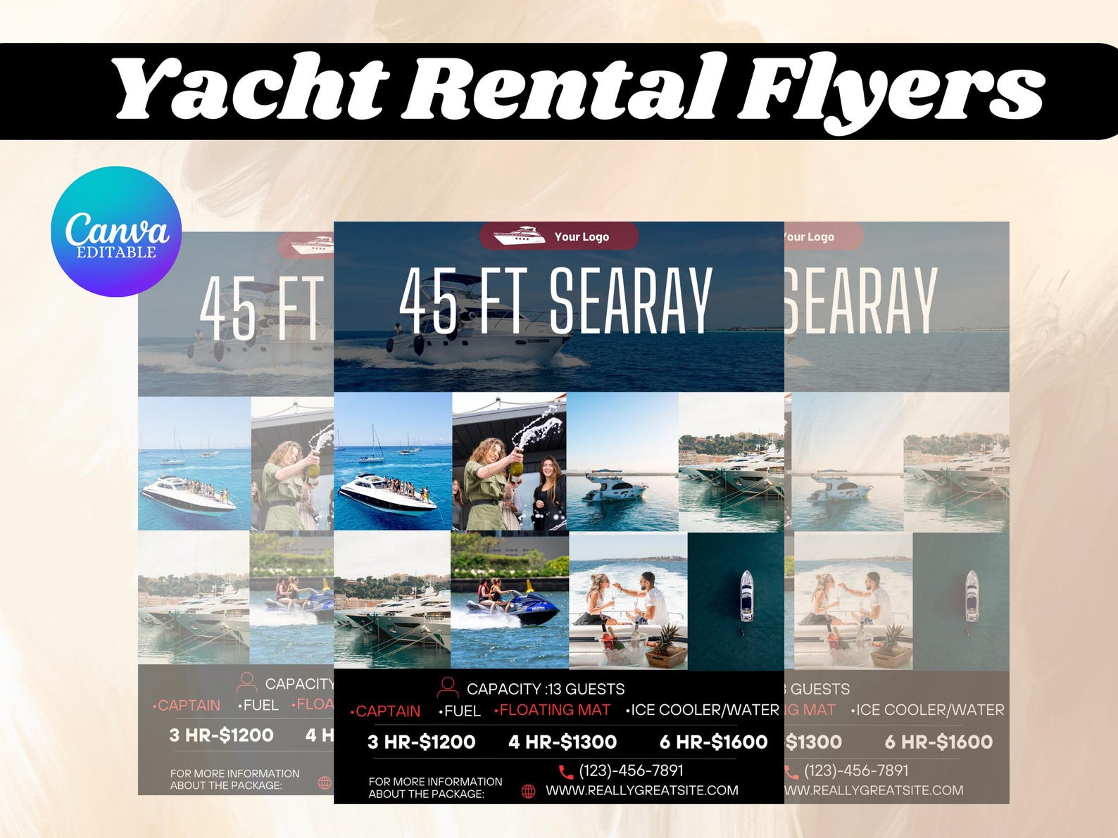 Yacht Rental Flyer and Rates Customizable Digital Download Canva ...