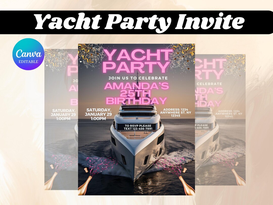 Yacht Party Invitation, Boat Party Invitation, Yacht Invite, Boat ...