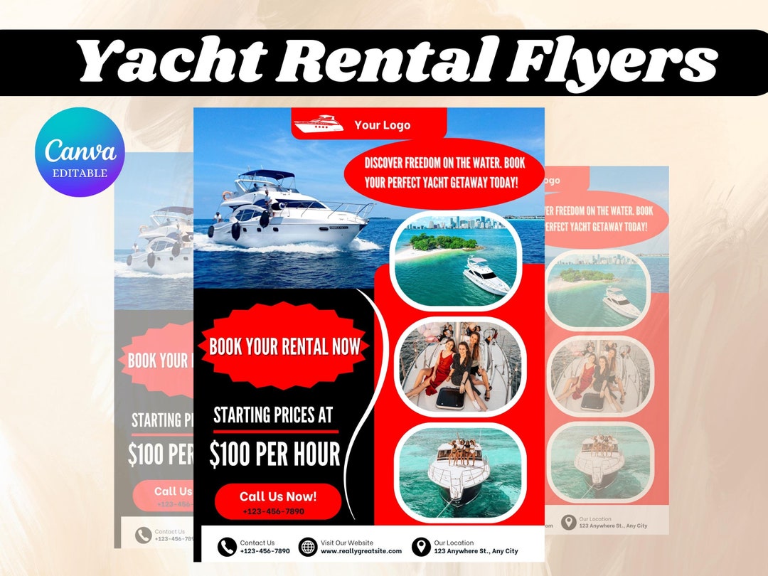 Yacht Rental Flyer and Rates Customizable Digital Download Canva ...