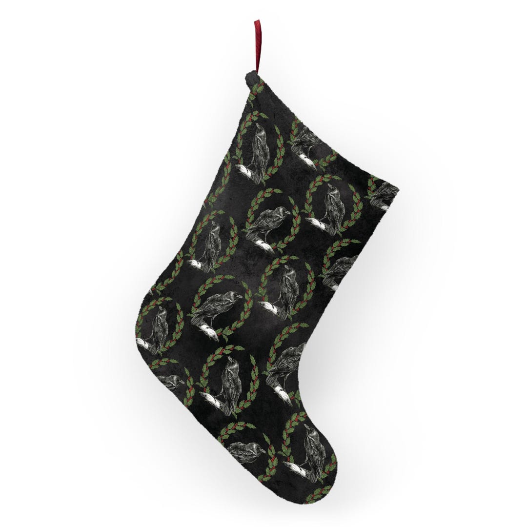 Goth Christmas Stocking Ravens in Wreaths Crow Stocking Witchy Vibes ...