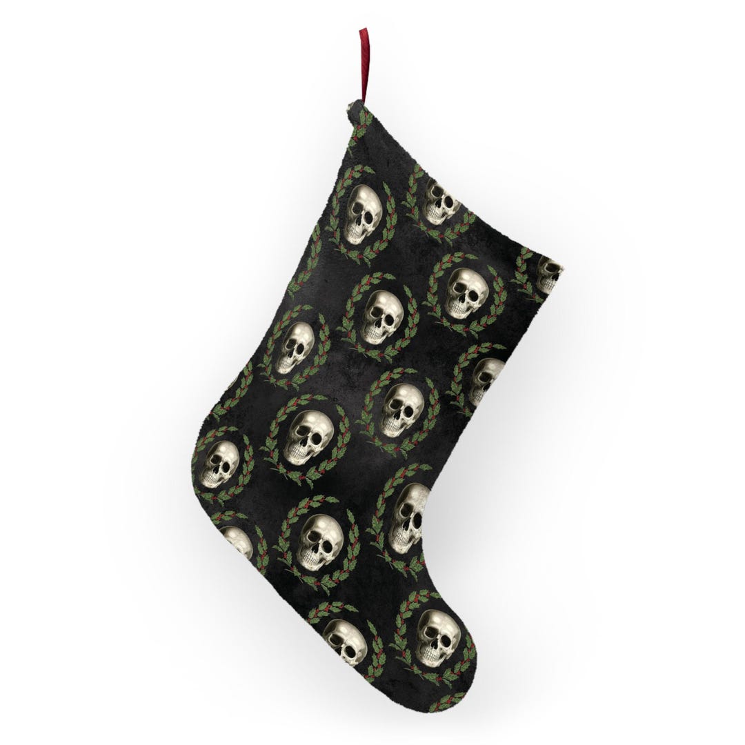Goth Christmas Stocking Black Skulls Stocking Witchy Vibes Gothic ...