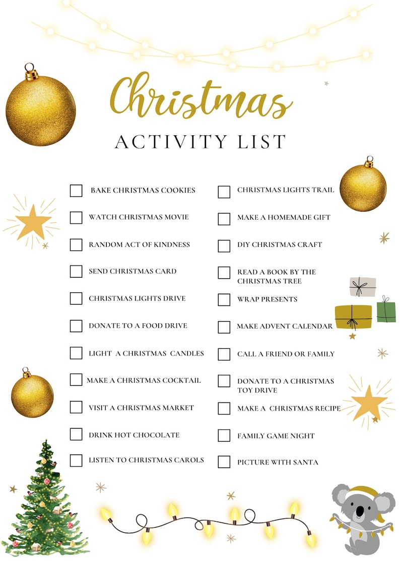 Christmas Activity List - Etsy