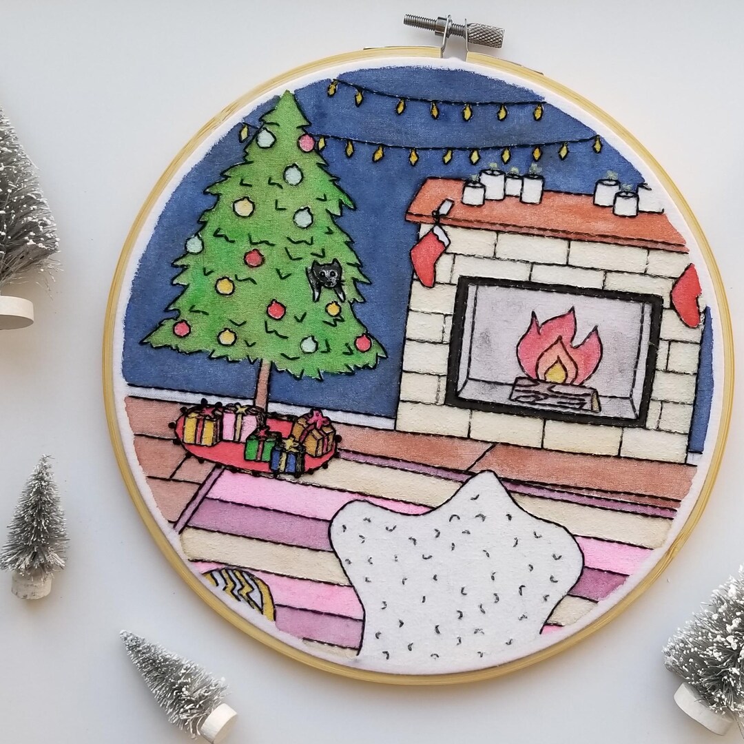 Christmas Cat Coloring Hoop - Etsy
