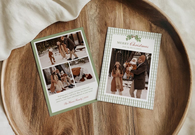 Rustic Christmas Photo Card Template, Editable Christmas Photo Card ...