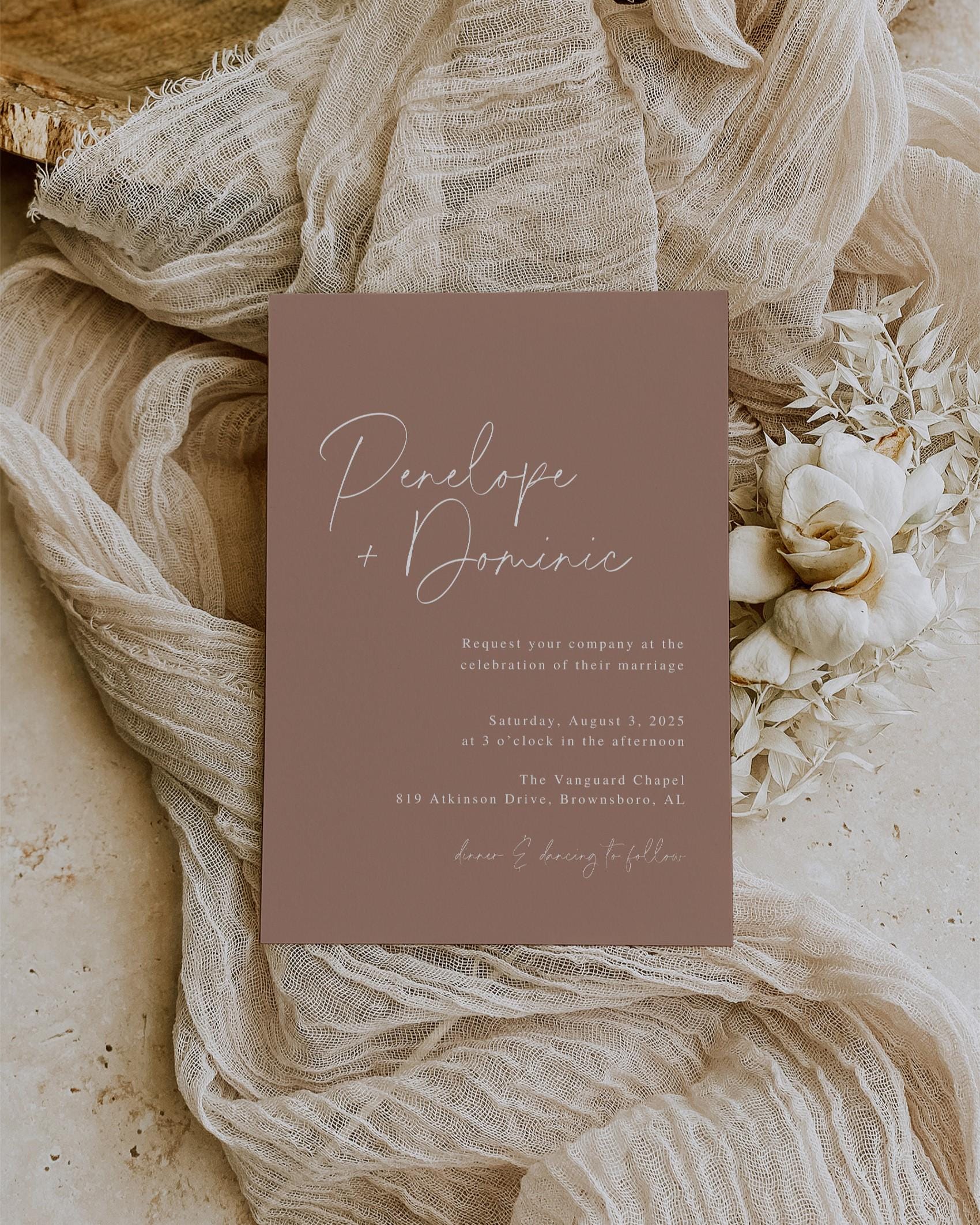 Minimalist Neutral Wedding Invitation Suite, Editable Wedding Invite ...