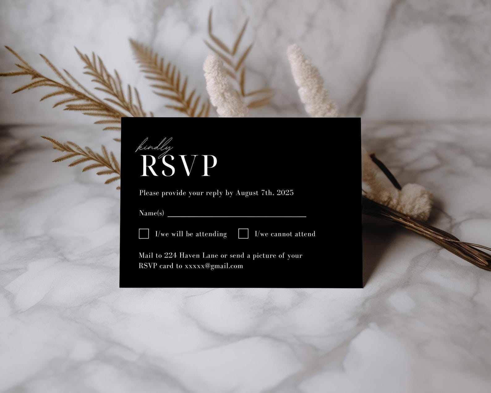 Black Wedding Invitation Suite, Modern Wedding Invite Template ...