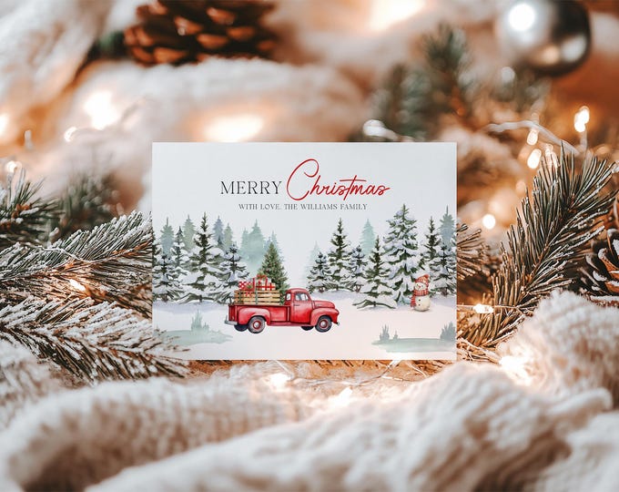 Rustic Christmas Photo Card Template, Editable Christmas Photo Card ...