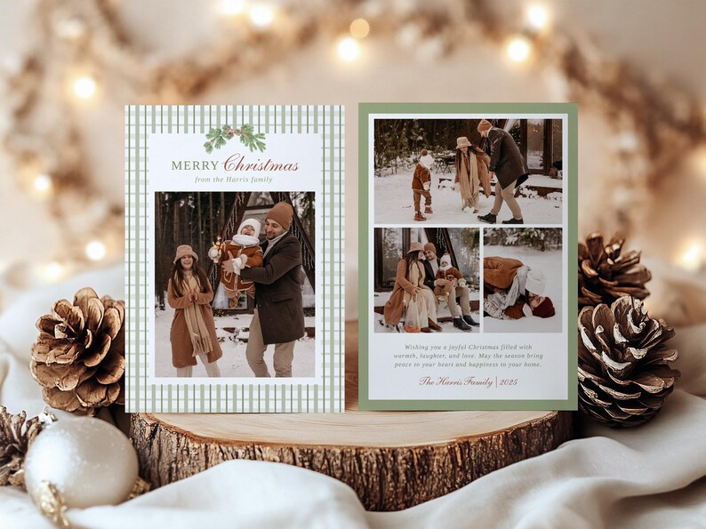 Rustic Christmas Photo Card Template, Editable Christmas Photo Card ...