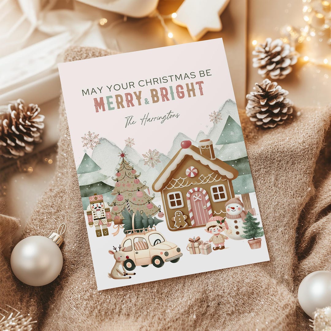 Festive Christmas Card Template, Editable Christmas Card, Printable ...