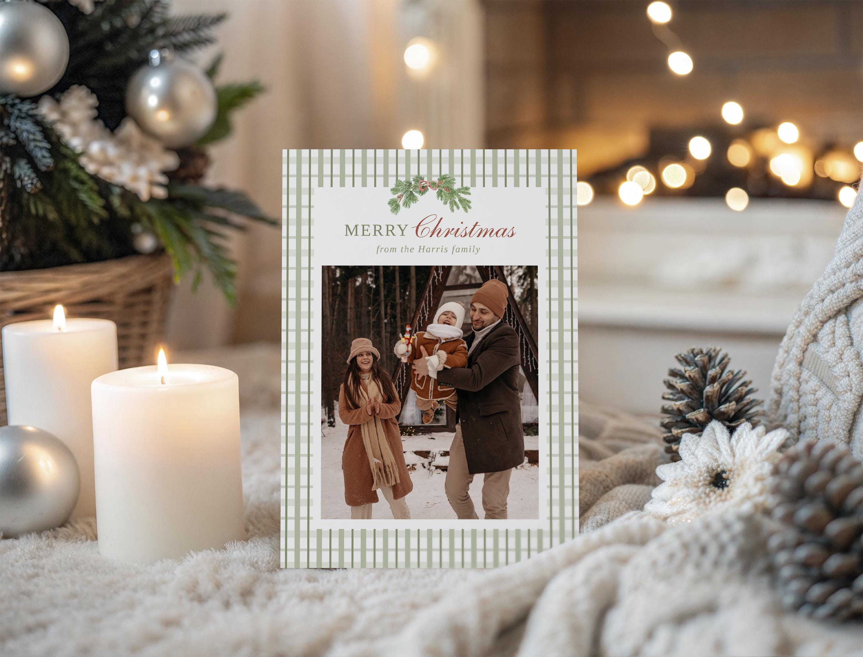 Rustic Christmas Photo Card Template, Editable Christmas Photo Card ...